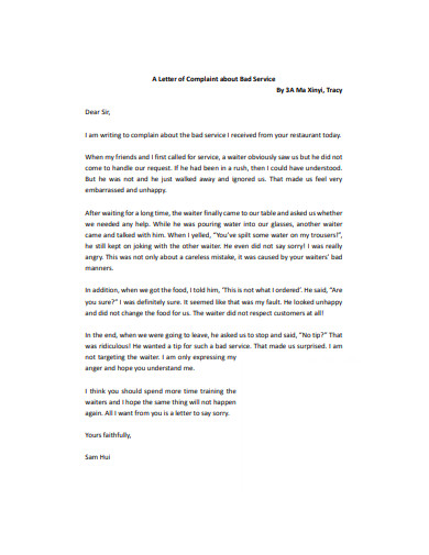 5+ Restaurant Complaint Letter Templates in Google Docs | Word | Pages ...