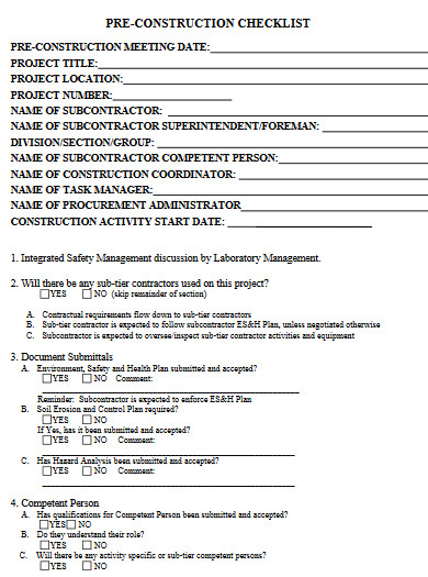 20+ FREE Construction Checklist Templates - PDF, Google Docs, Word, Pages