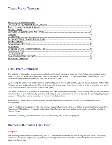 10+ Corporate Travel Policy Templates - DOC, PDF