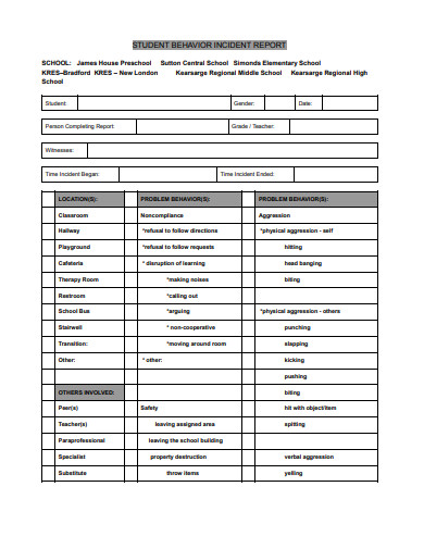15+ Behavior Incident Report Templates - Google Docs, Word, Pages, PDF