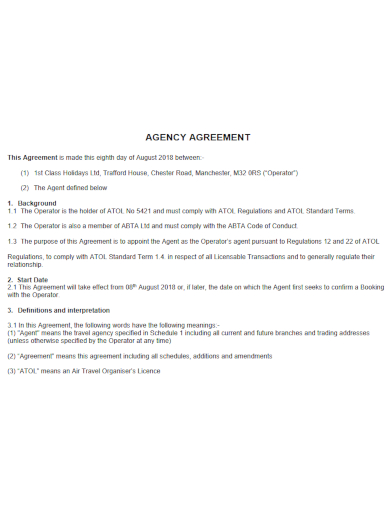 12+ Travel Agency Agreement Templates - PDF