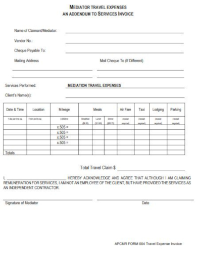 10+ Travel Expense Invoice Templates - Google Docs, Google Sheets ...