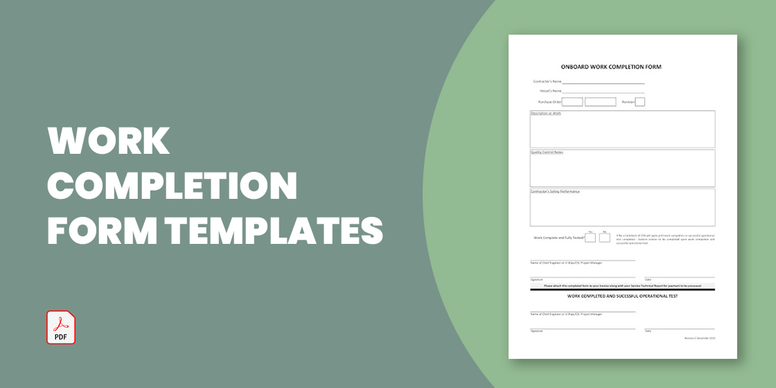 4 Work Completion Form Templates PDF