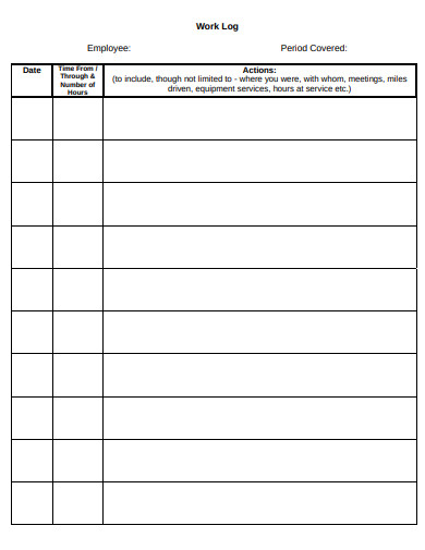 Daily Work Log Templates 10 Free Printable Word Excel Pdf Formats Vrogue