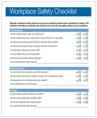 13+ Safety Checklist Templates - Google Docs, MS Word, Pages, PDF