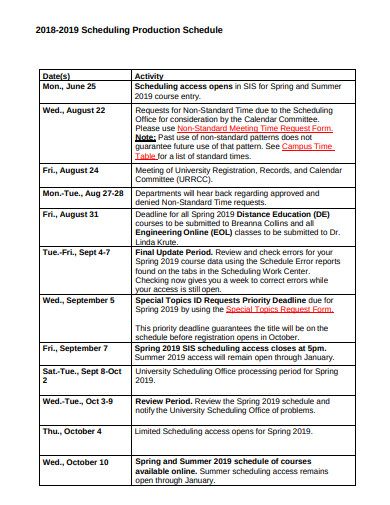 18+ Production Schedule Templates - Google Docs, Google Sheets, Pages ...