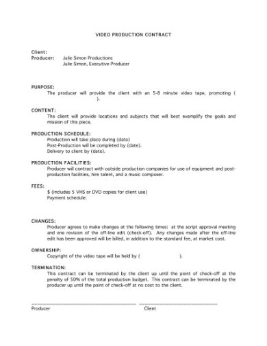 Videography Contract Templates Danal Bjgmc Tb Org