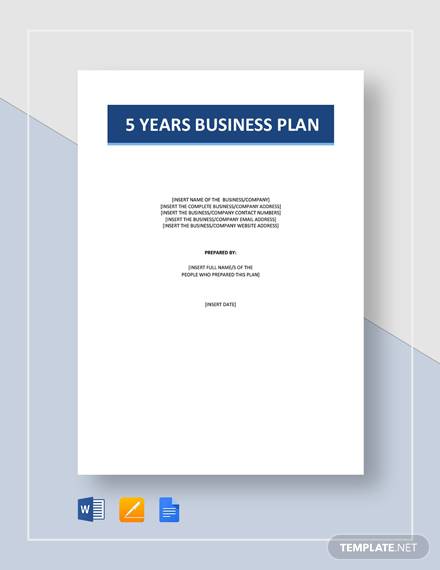 10 5 Year Plan Templates Google Docs MS Word Page PDF
