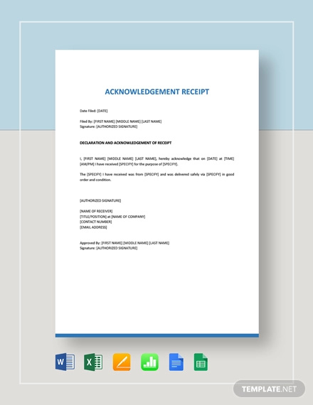 15+ Acknowledgement Receipt Template - Free Sample, Example Format Download