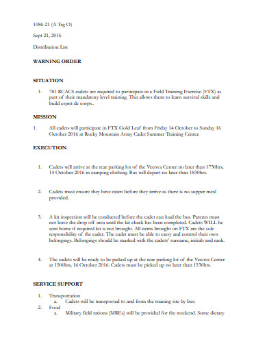 17+ Warning Order Templates - PDF, DOC