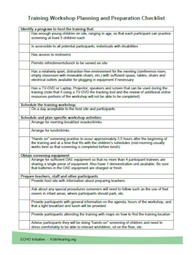 8+ Preparation Checklist Templates - PDF, Google Docs, Word, Pages