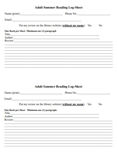 13+ Reading Log Sheet Templates in PDF