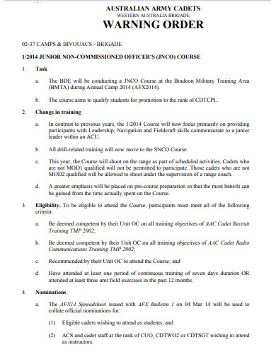 17+ Warning Order Templates - PDF, DOC