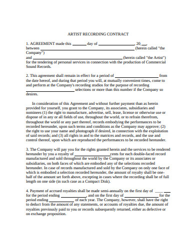 16+ Artist Contract Templates in Google Docs | Word | Pages | PDF
