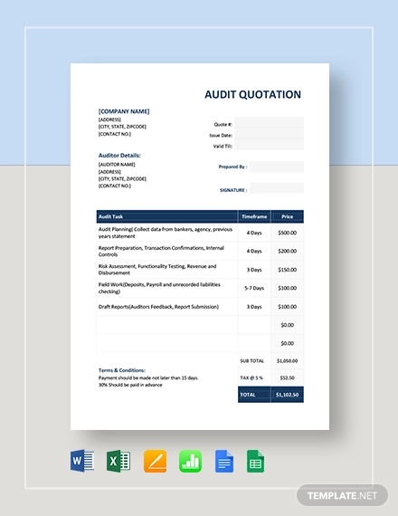 8+ Audit Quotation Templates - Word, PDF