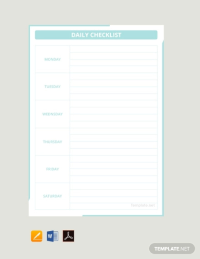 12+ Daily Checklist Templates - PDF, Google Docs, Word, Pages