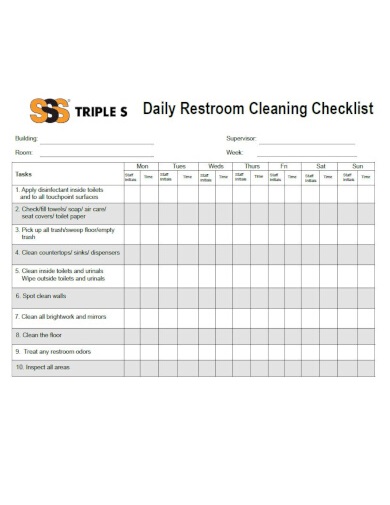 11 Restroom Checklist Templates Google Docs Word Pages PDF