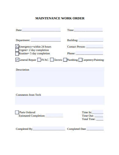 15+ Maintenance Work Order Templates in Google Docs | Google Sheets ...