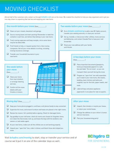 10+ Moving Checklist Templates - Google Docs, Word, Pages, PDF