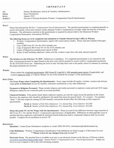 8+ Payroll Questionnaire Templates in PDF | DOC