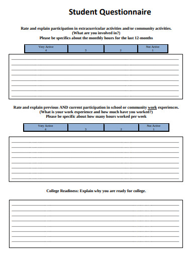 23+ Student Questionnaire Templates in Google Docs | Word | Pages | PDF