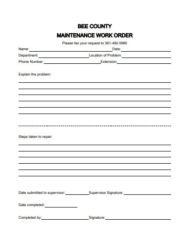 15+ Maintenance Work Order Templates in Google Docs | Google Sheets ...