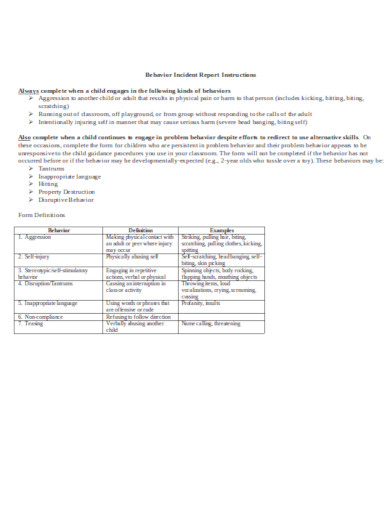15+ Behaviour Report Templates in Google Docs | Word | Pages | DOC ...