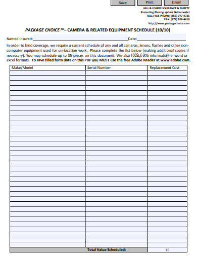 18+ Equipment Schedule Templates - Google Docs, Word, Pages, PDF
