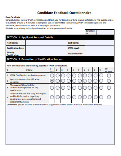 21+ Feedback Questionnaire Templates in PDF