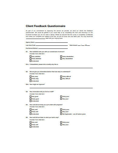 21+ Feedback Questionnaire Templates in PDF