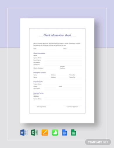 20+ Client Sheet Templates in Google Docs | Word | Pages | PDF | Google ...