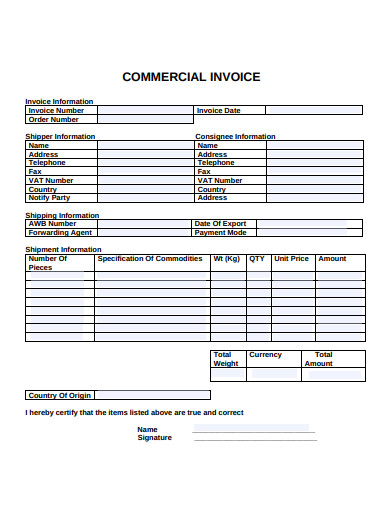 19+ Commercial Invoice Templates in Google Docs | Google Sheets | XLS ...