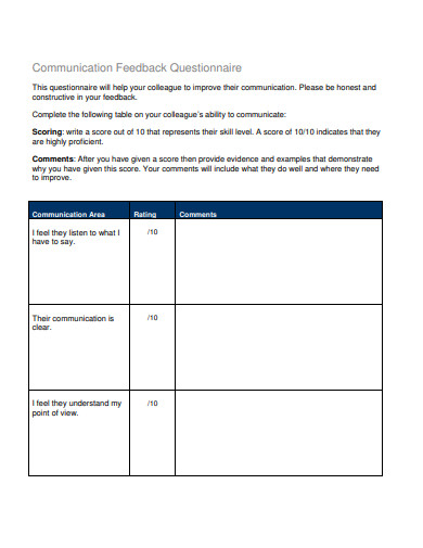 21+ Feedback Questionnaire Templates in PDF
