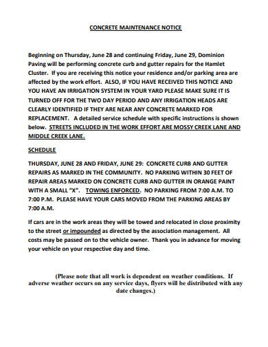 11+ Maintenance Notice Templates in PDF