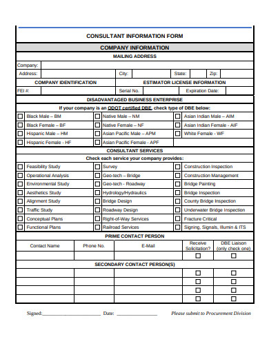 FREE 19+ Consultant Form Templates in PDF
