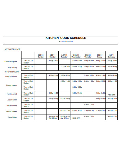 12+ Kitchen Schedule Templates in Google Docs | XLS | Word | Pages ...
