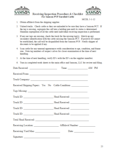 11+ Receiving Checklist Templates - PDF, Google Docs, Word, Pages