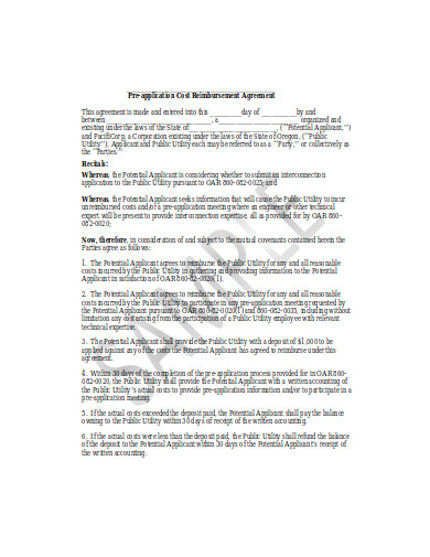 20+ Reimbursement Agreement Templates - PDF