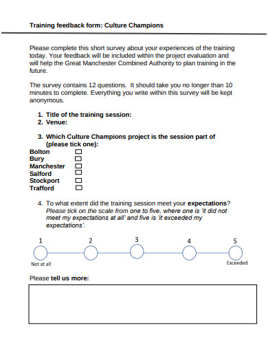 Free 19+ Training Feedback Form Templates in PDF | DOC