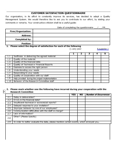 23+ Customer Questionnaire Templates in Google Docs | Pages | PDF | Word