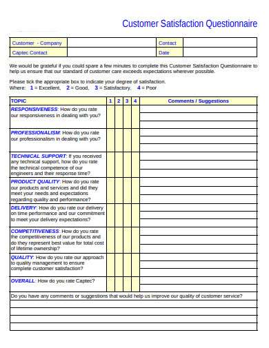23+ Customer Questionnaire Templates in Google Docs | Pages | PDF | Word