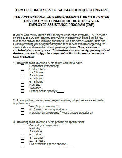14+ Customer Satisfaction Questionnaire Templates in PDF | DOC