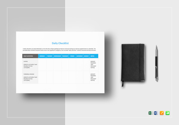 12+ Daily Checklist Templates - PDF, Google Docs, Word, Pages