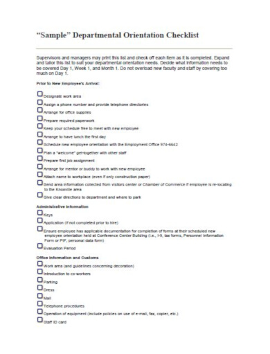 13+ Orientation Checklist Templates - PDF, Word, Pages, Google Docs