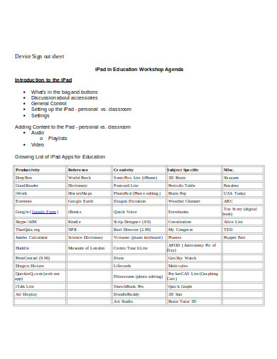 15+ Sign Out Sheet Templates - Google Docs, Google Sheets, Excel, Pages ...