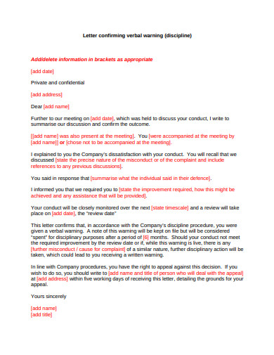 6+ Disciplinary Warning Letter Templates in Google Docs | Word | Pages ...