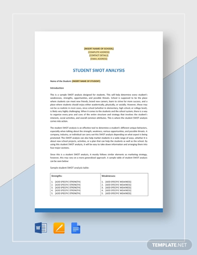 10+ Student SWOT Analysis Templates - Google Docs, Word, Pages, PDF