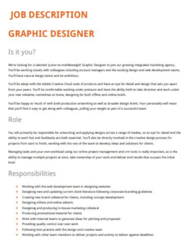 10 Graphic Designer Job Description Templates PDF