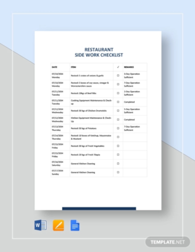 3+ Sidework Checklist Templates - Google Docs, Word, Pages, PDF
