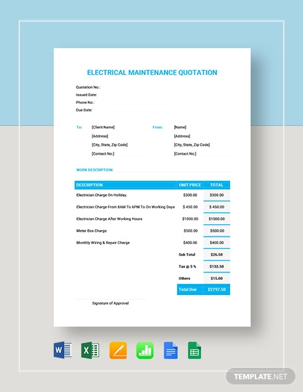 9+ Electrical Quotations Templates - Free Samples, Examples Format Download